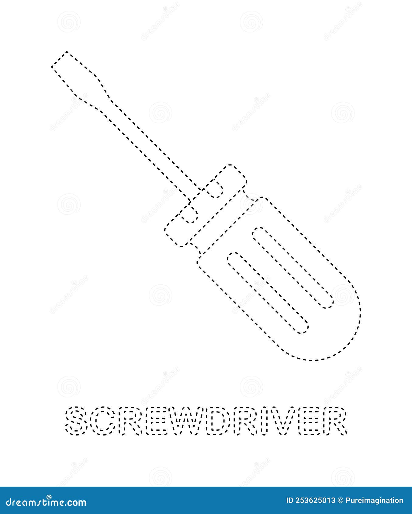 Screwdriver Tracing Worksheet for Kids Stock Vector - Illustration of ...