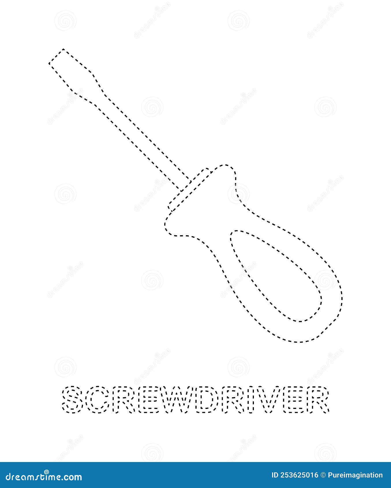 Screwdriver Tracing Worksheet for Kids Stock Vector - Illustration of ...