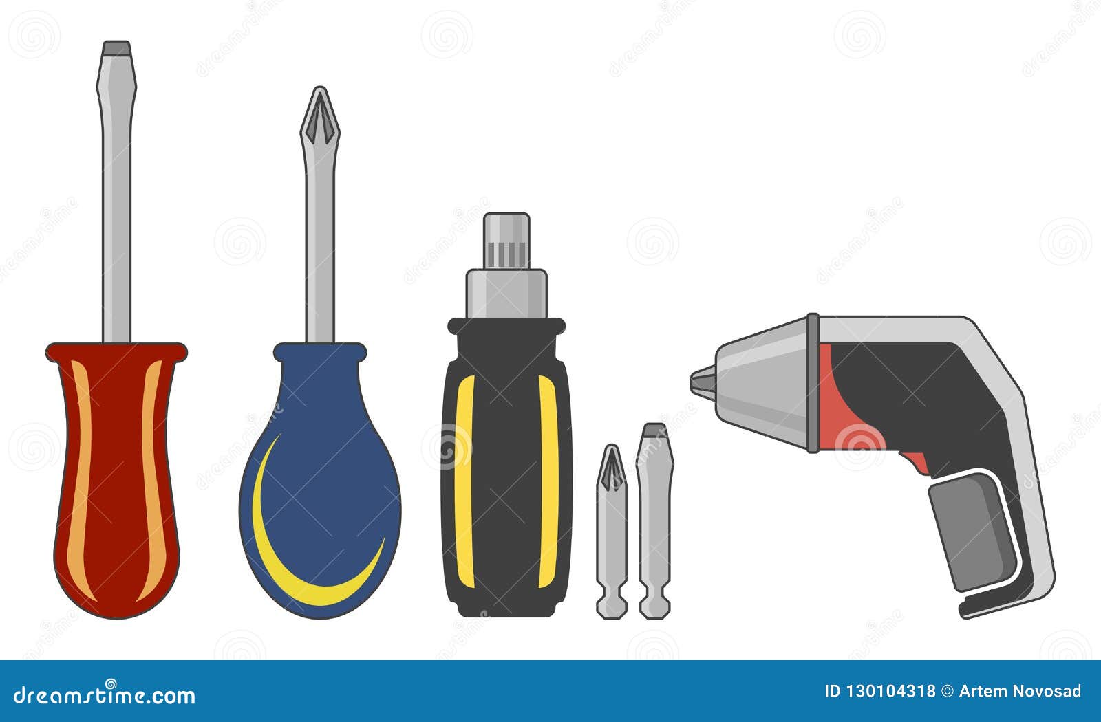 Screwdrivers of Different Types. Vector Illustration on White ...