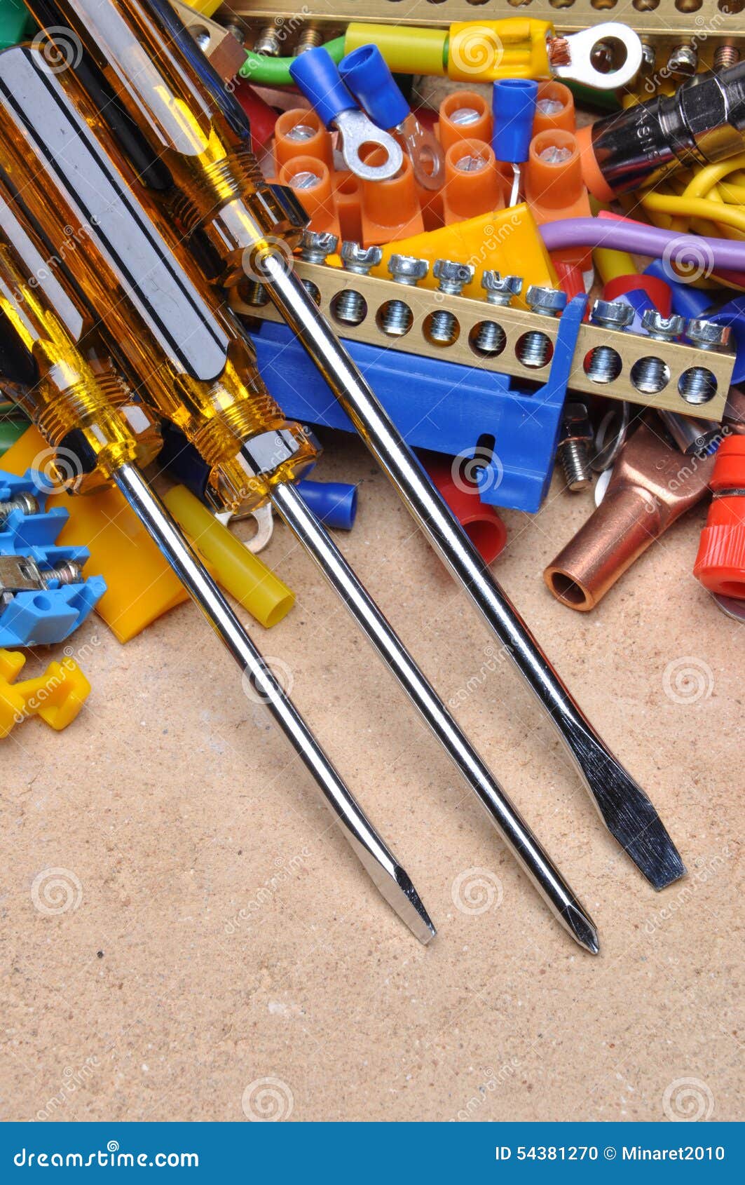 Screwdrivers and Electrical Components Stock Photo - Image of ...