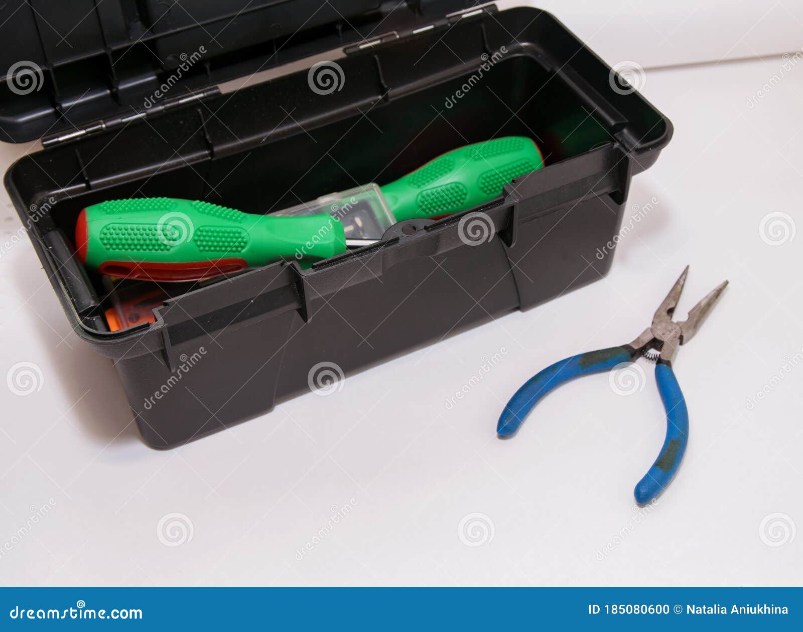 Screwdrivers are in the Gray Open Tool Box Stock Photo - Image of ...