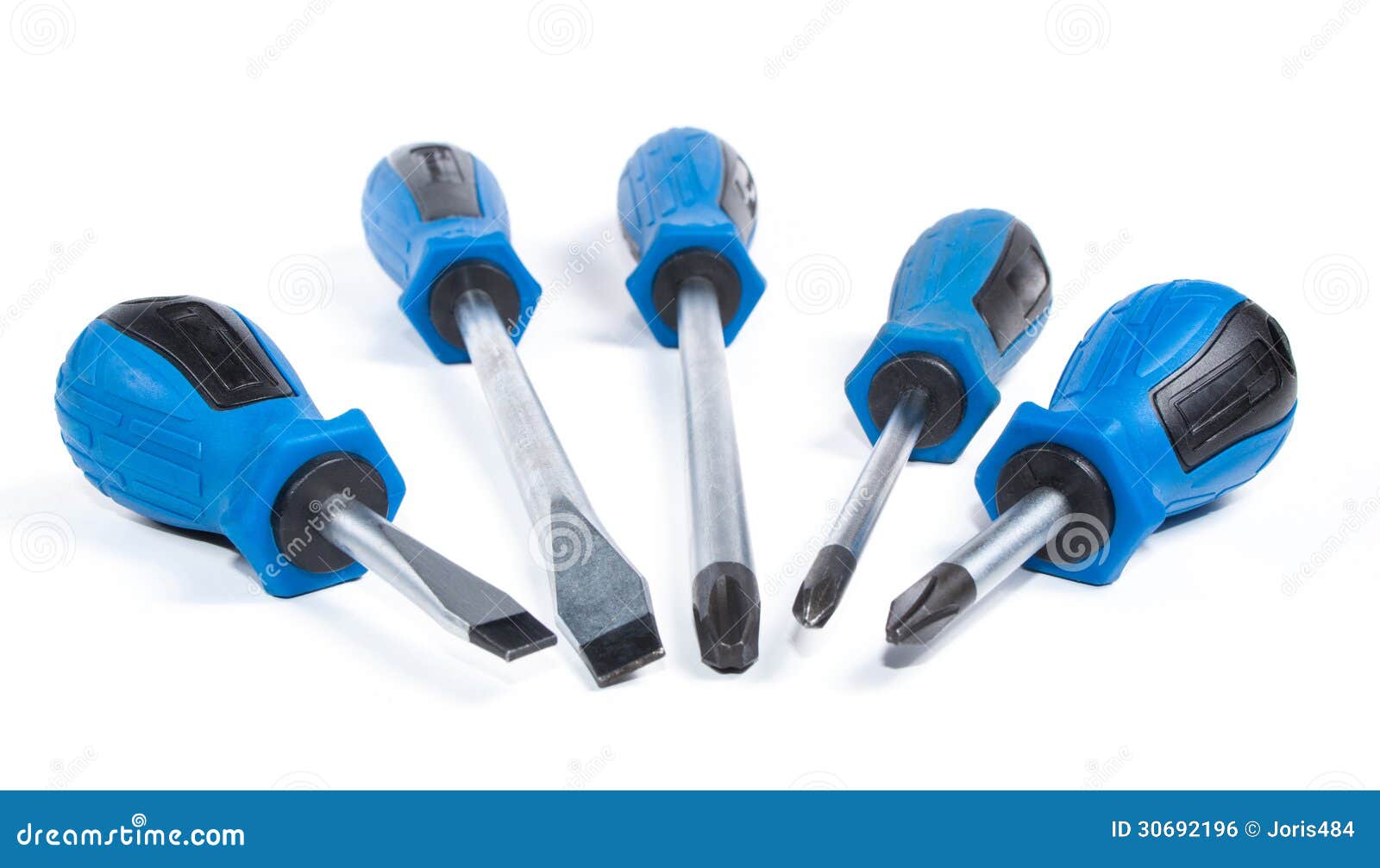 Screwdrivers Over White stock photo. Image of blue, objects - 30692196