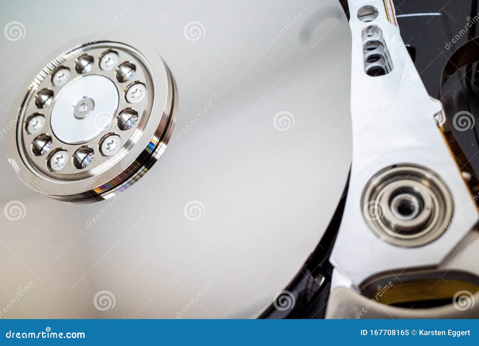 Screwed-on Hard Disk Shows the Inner Workings of a Hard Disk Stock ...