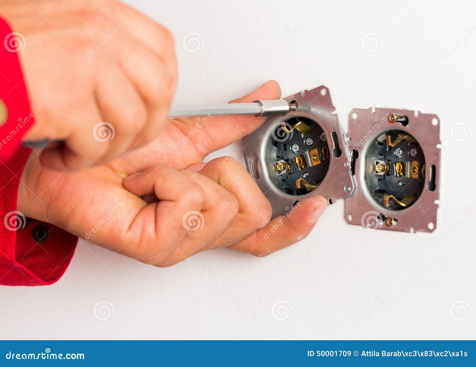 Screwing Socket Shell on Wall Stock Image - Image of shell, electrical ...