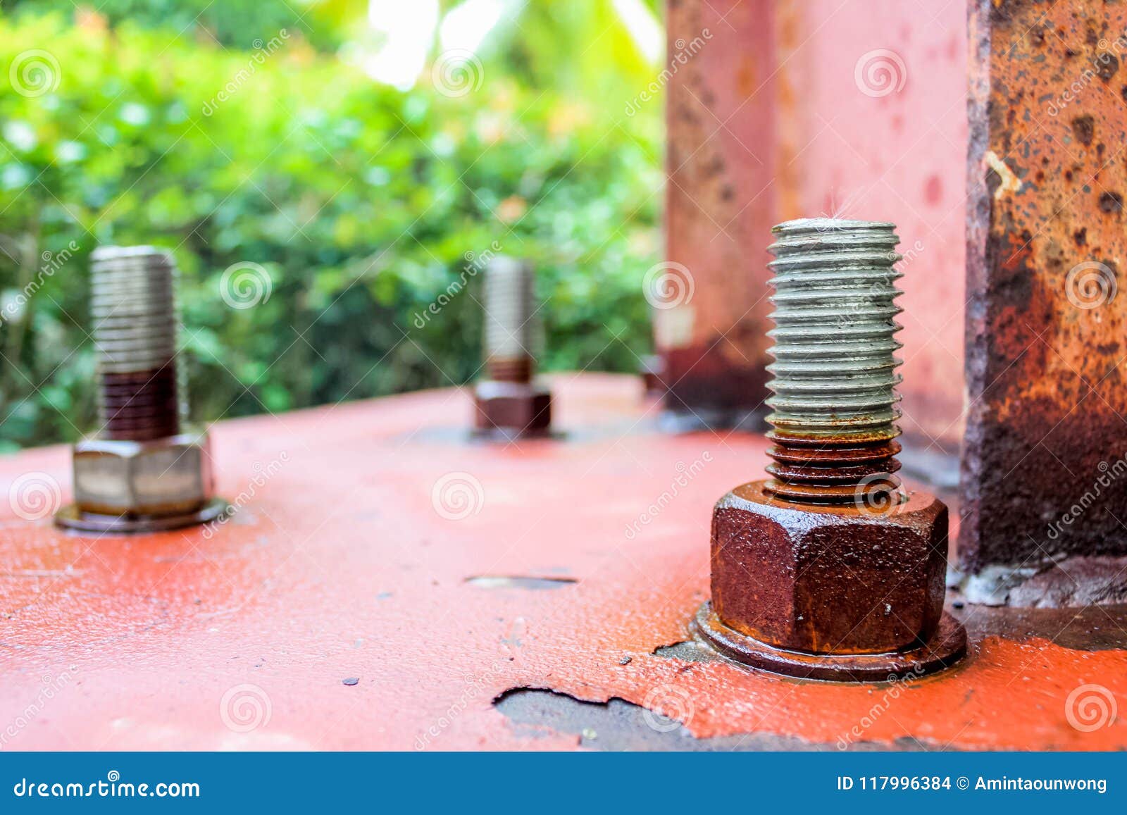 Screws for Base Posts To Strengthen the Structure Stock Photo - Image ...