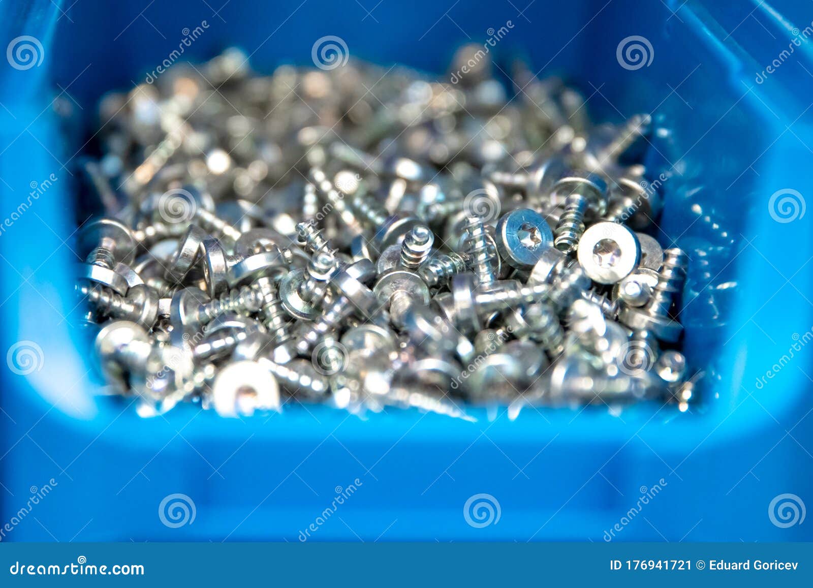 Screws in Blue Box for Joining Materials Stock Image - Image of ...