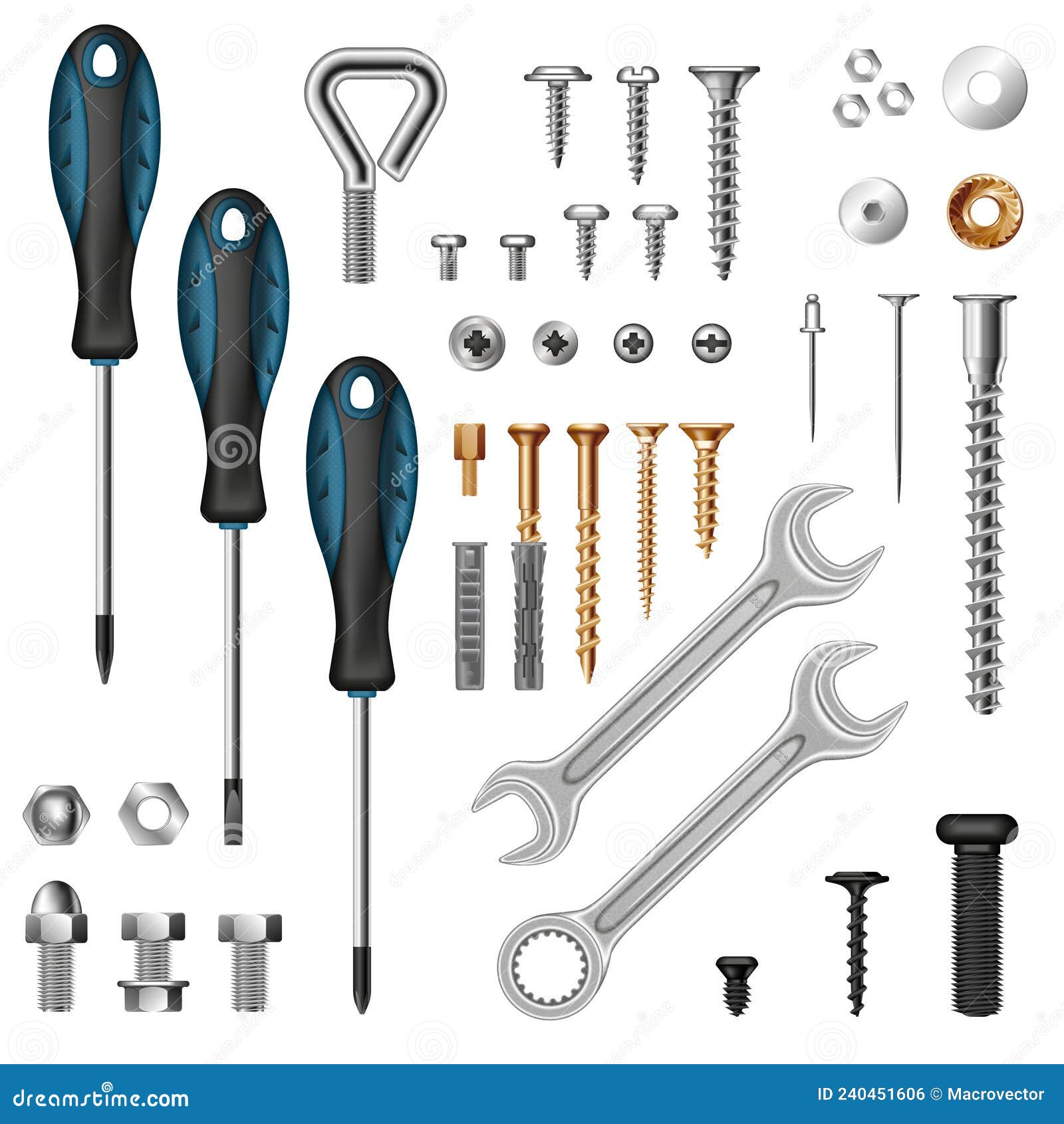Screws Bolts Tools Realistic Set Stock Vector - Illustration of emblem ...