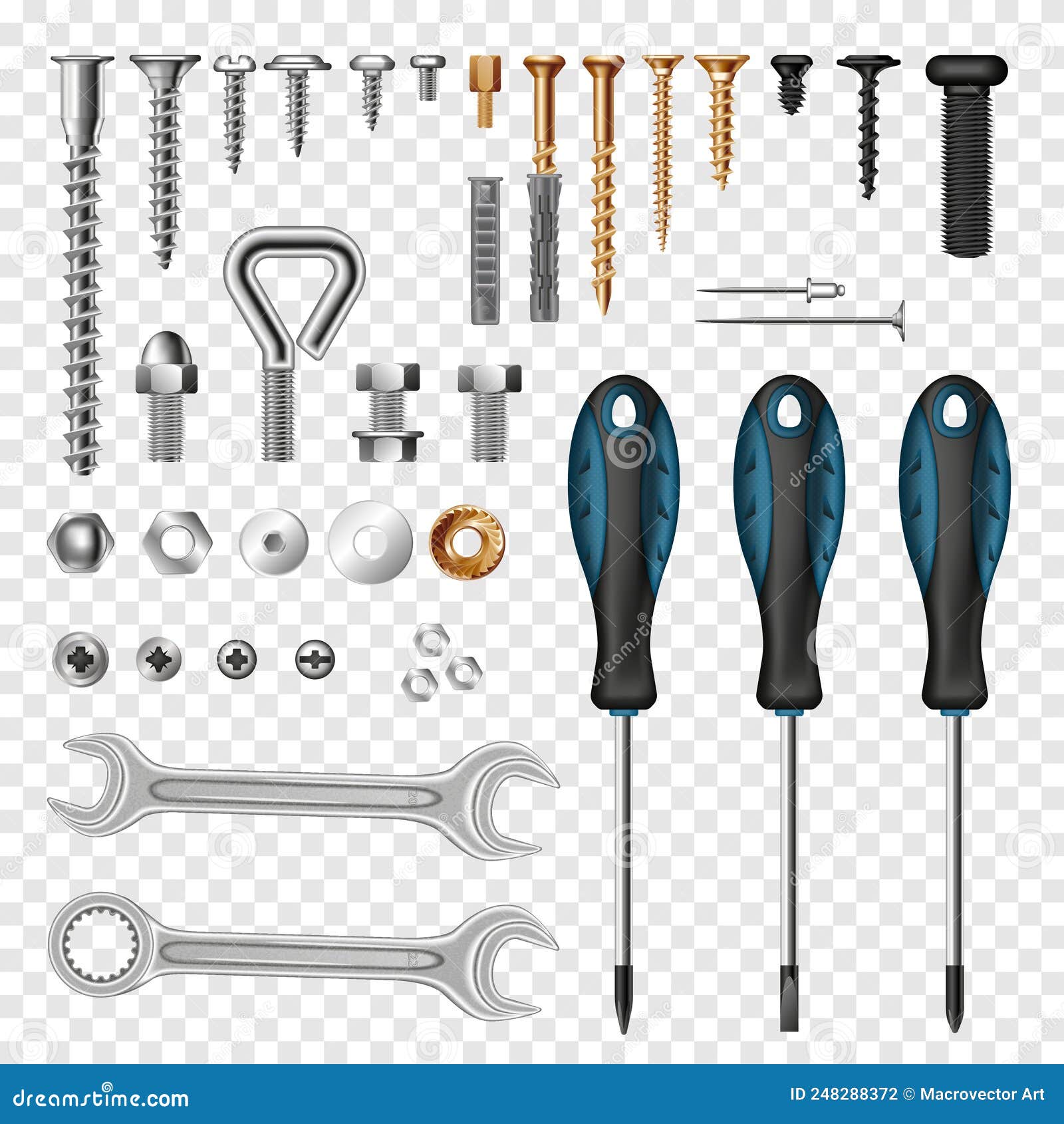 Screws Bolts Tools Realistic Set Vector Illustration | CartoonDealer ...