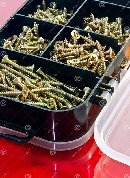 Screws in box stock photo. Image of plastic, hardware - 26055396