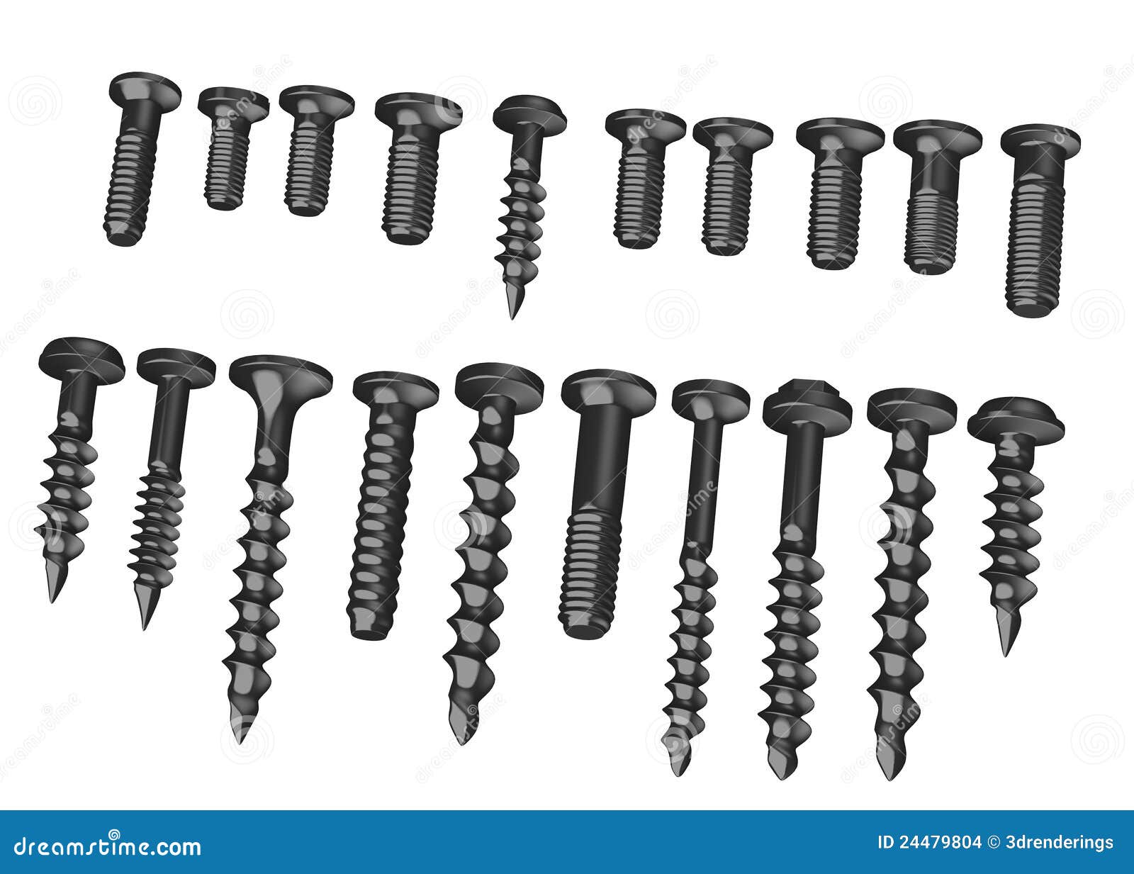 Screws Collection - 20 Pieces Stock Illustration - Illustration of work ...