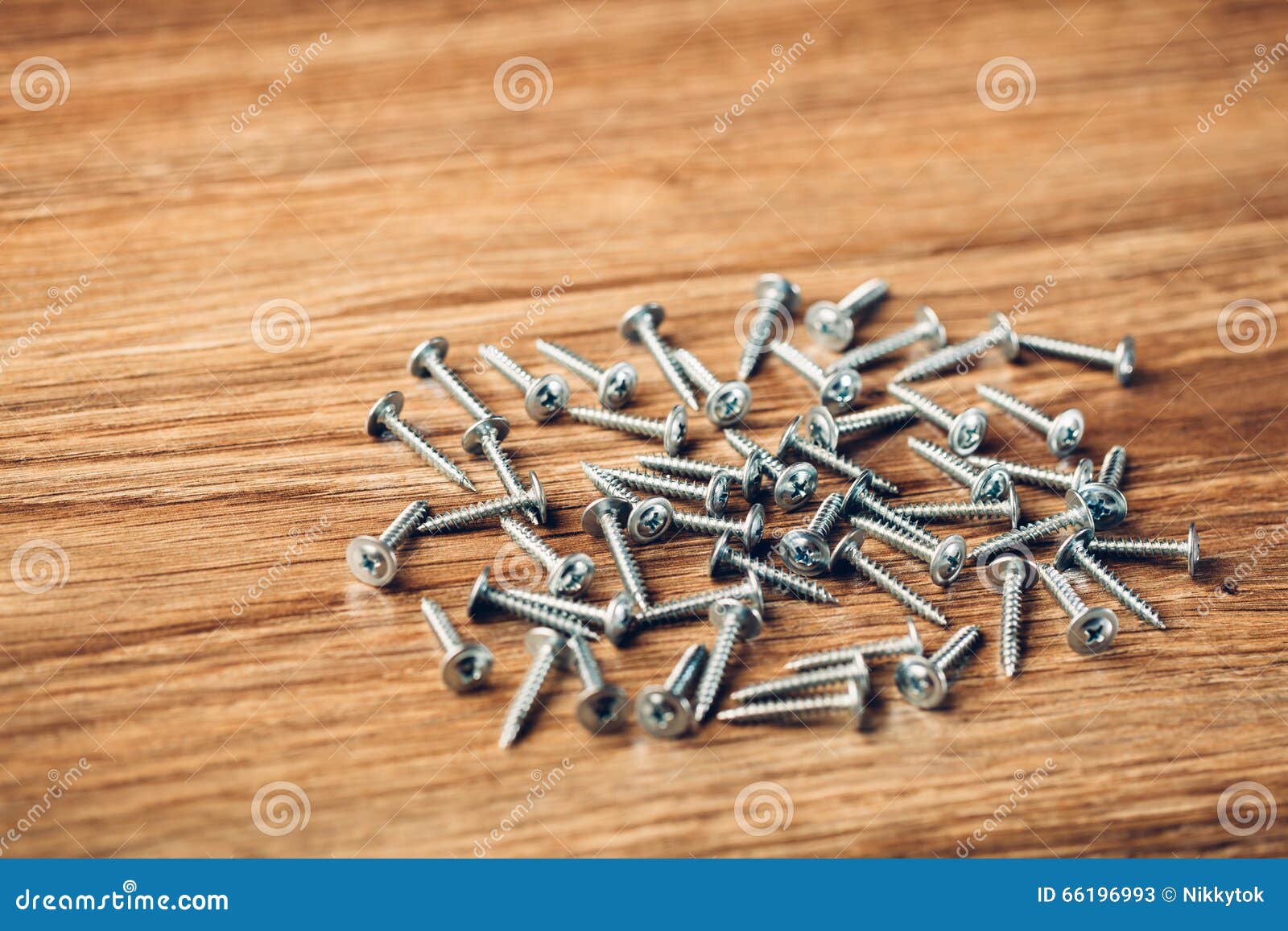 Screws Fasteners Hardware on Wooden Background Stock Image - Image of ...