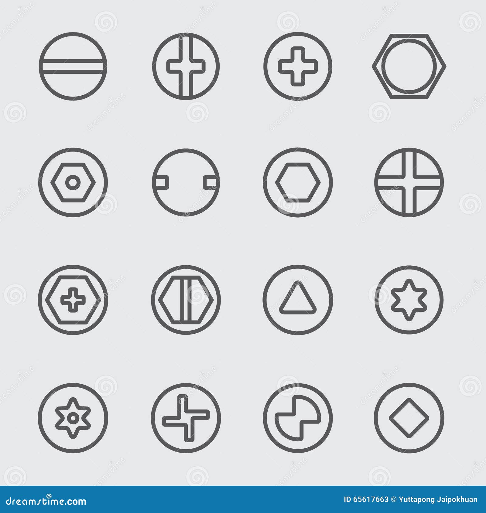 Set Of Head Screws And Bolts, Nails And Rivet Isolated On White ...