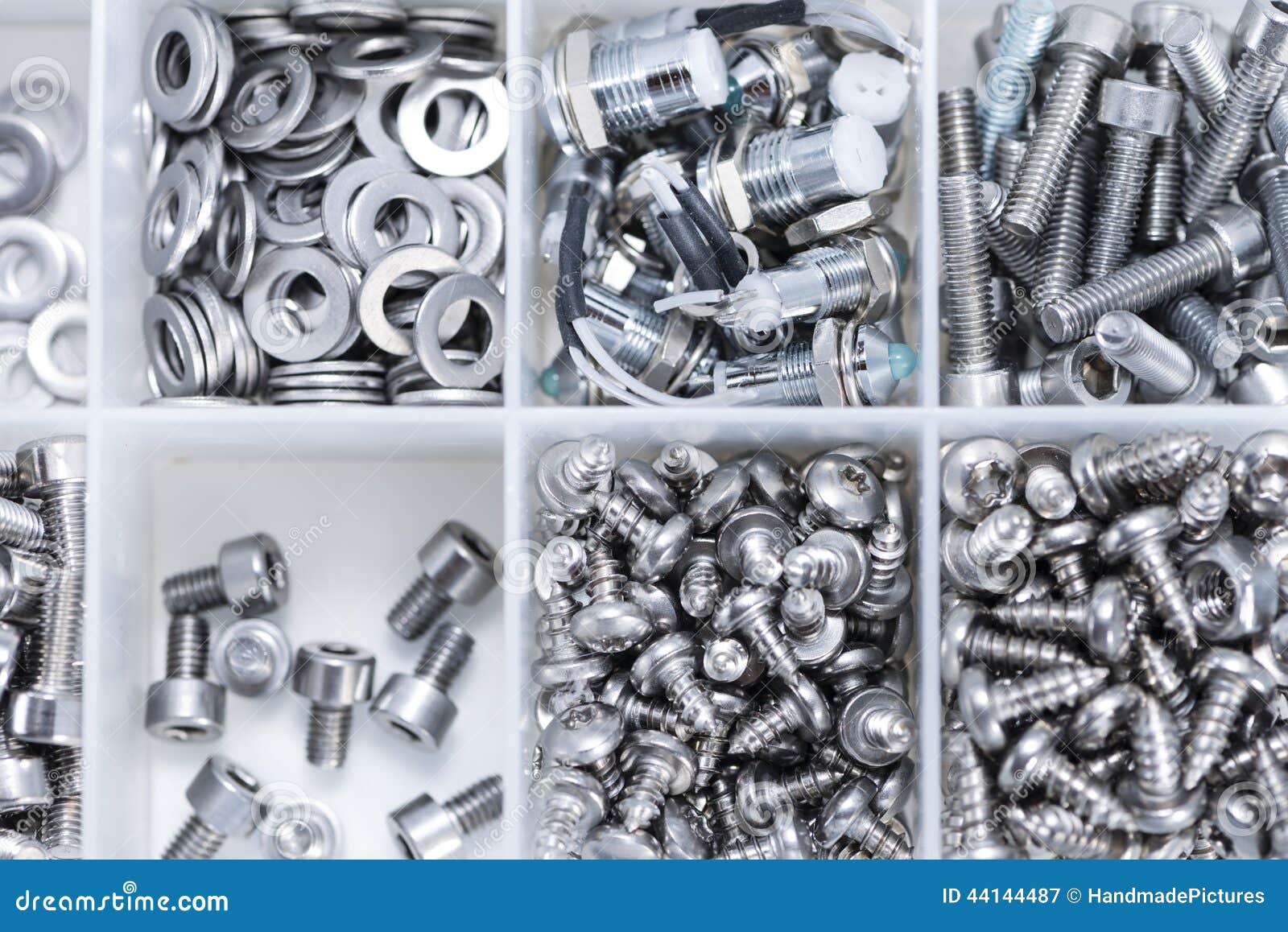 Screws and Machine Parts in a Box Stock Image - Image of shiny, parts ...