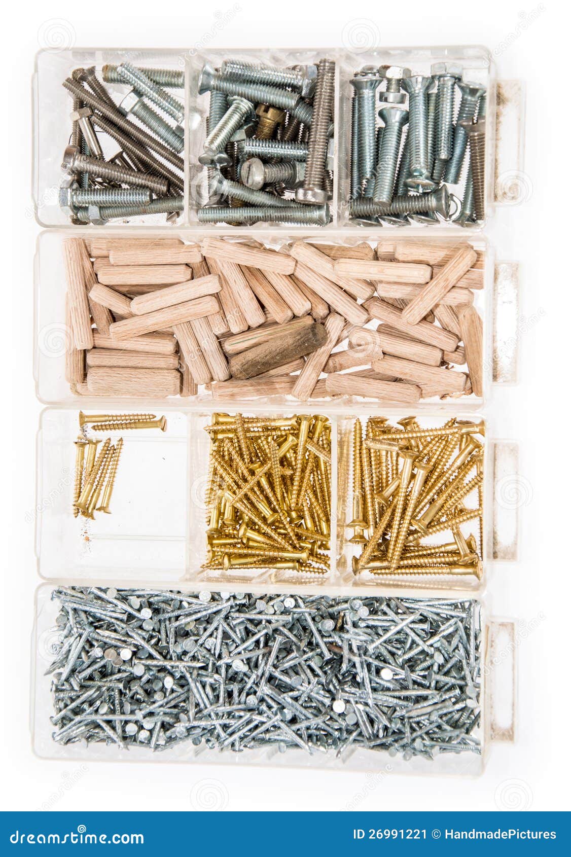 Screws and Nails in boxes stock image. Image of collection - 26991221