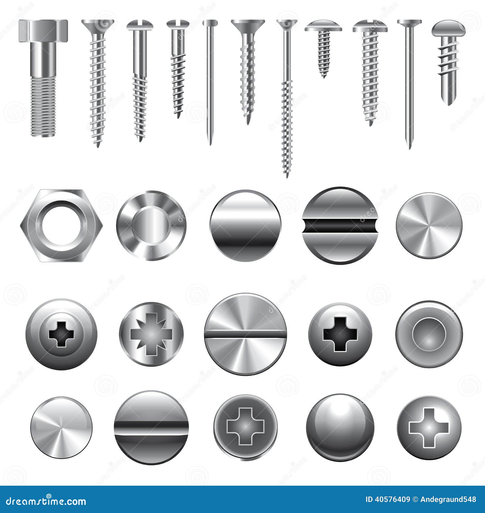 Screws and Nuts Icons Vector Set Stock Vector - Illustration of ...
