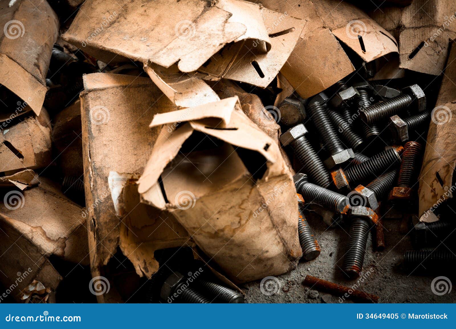 Screws paper in a box stock image. Image of build, floor - 34649405