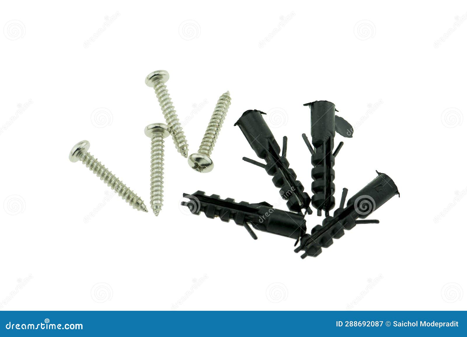 Screws and Plastic Plug on a White Background Stock Image - Image of ...
