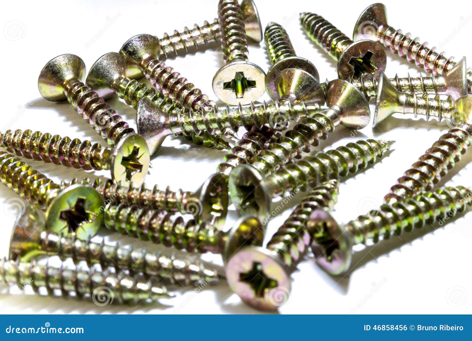 Screws stock photo. Image of steel, white, fabric, background - 46858456