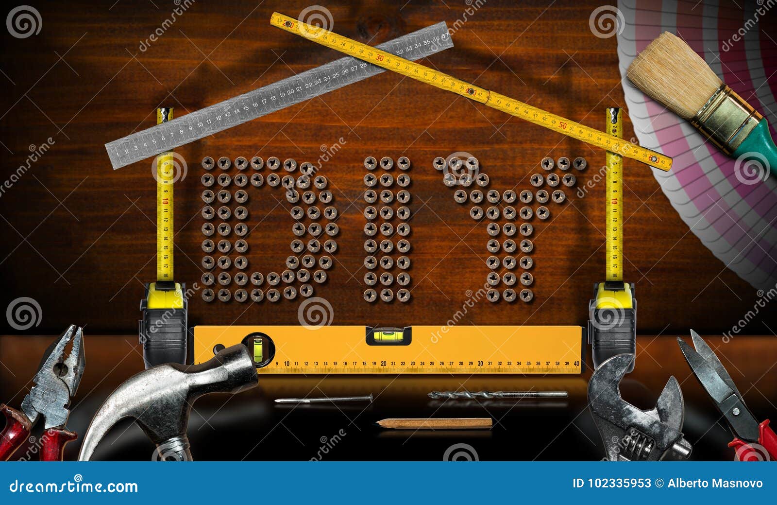 Diy Symbol - Work Tools and Model House Stock Image - Image of handyman ...