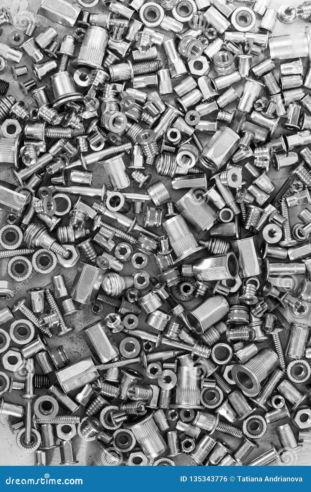 Screws for Textured Background. Vertical. Monochrome Stock Photo ...