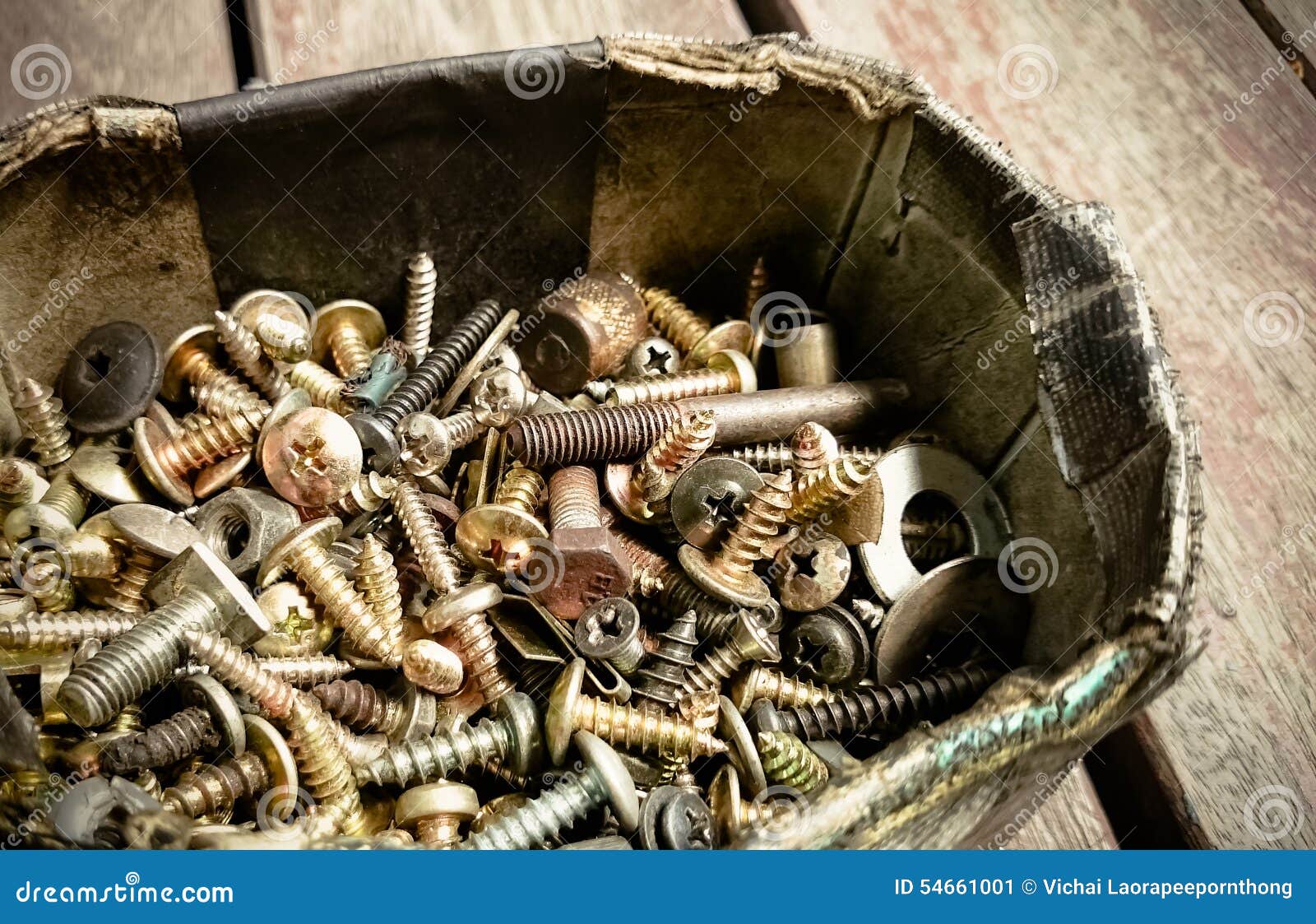 Screws tool in a paper box stock image. Image of silver - 54661001