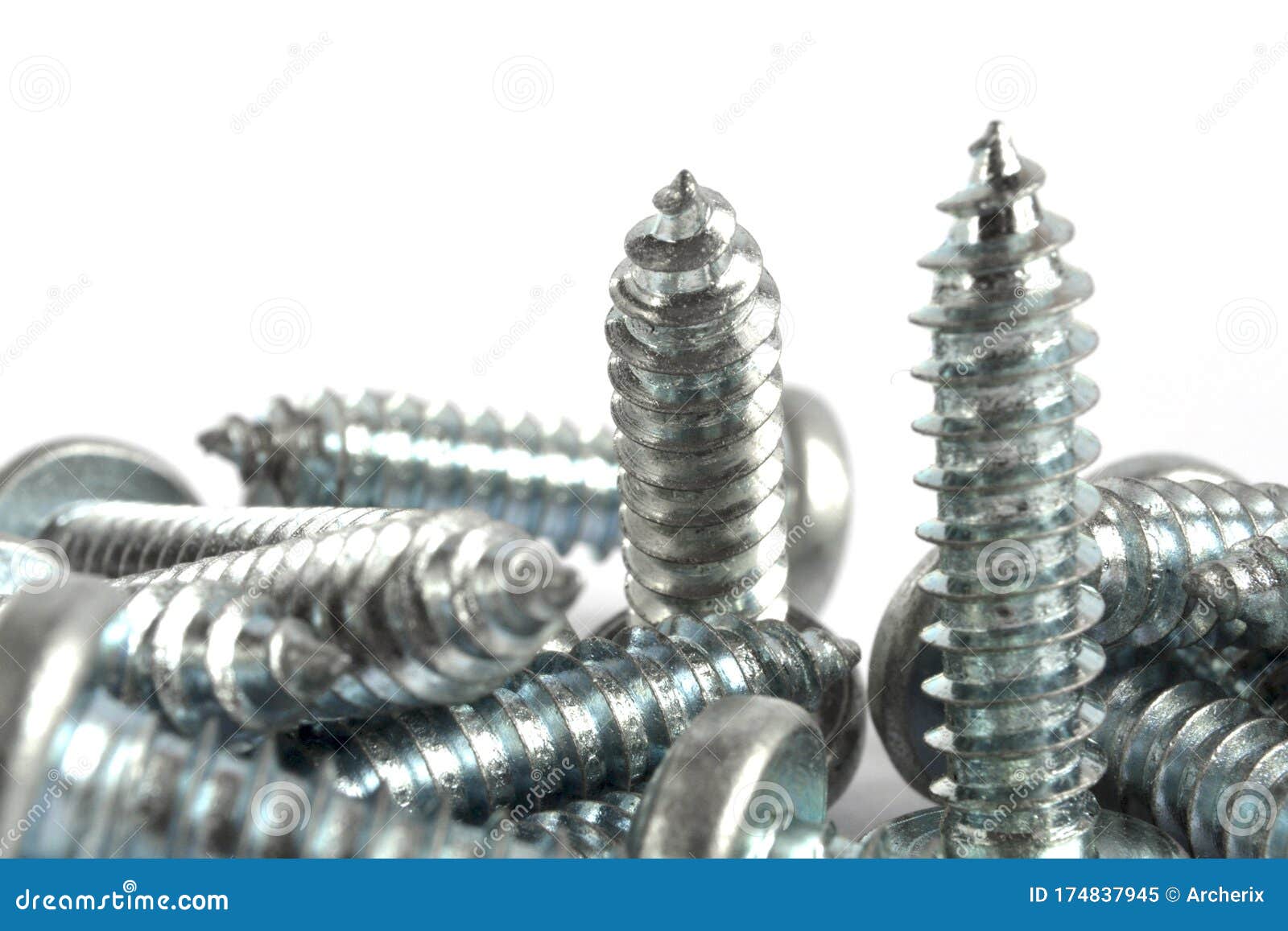 Screws on white stock image. Image of hardware, abstract - 174837945