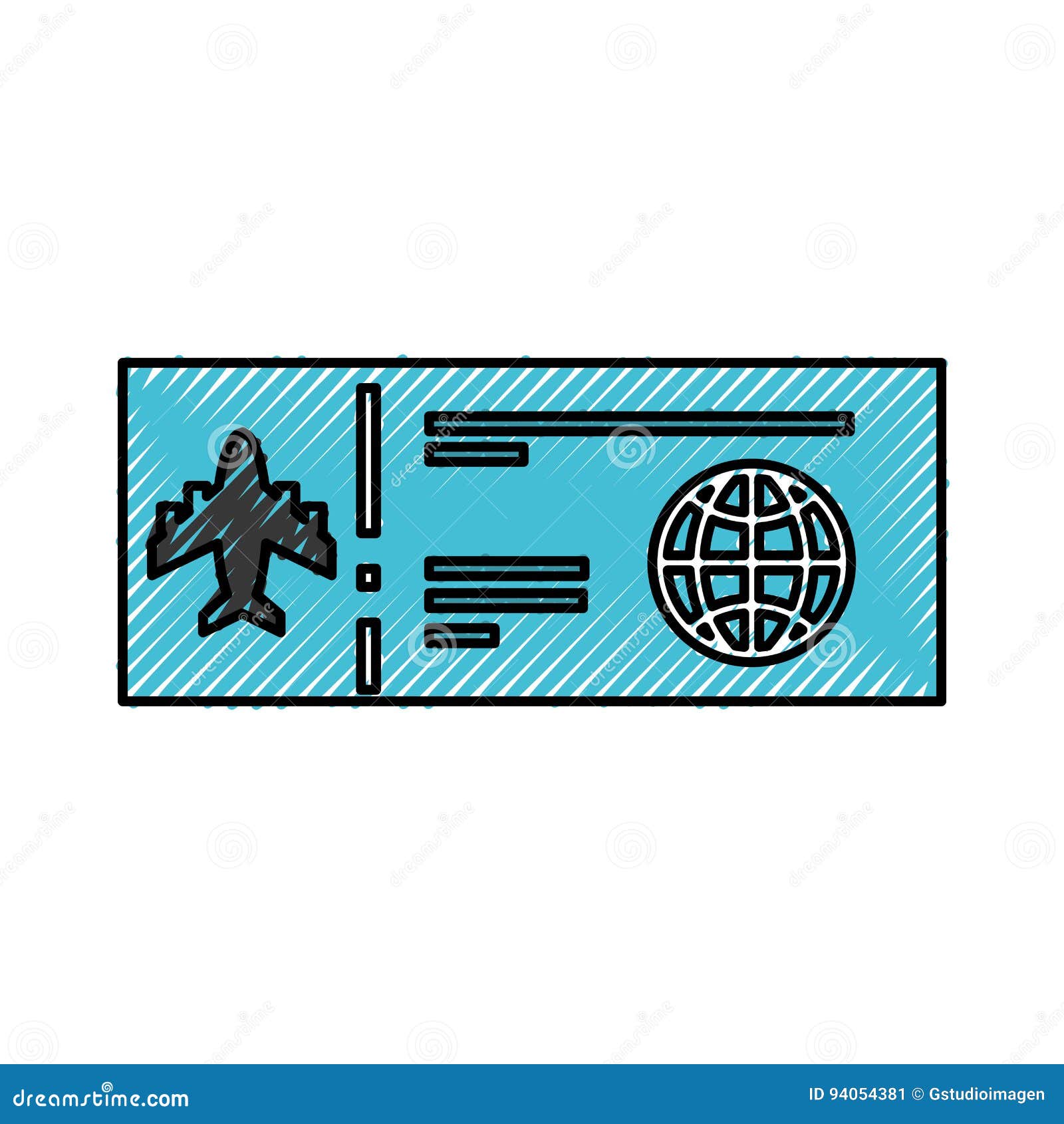 Scribble Airplane Ticket Cartoon Stock Vector - Illustration of ...
