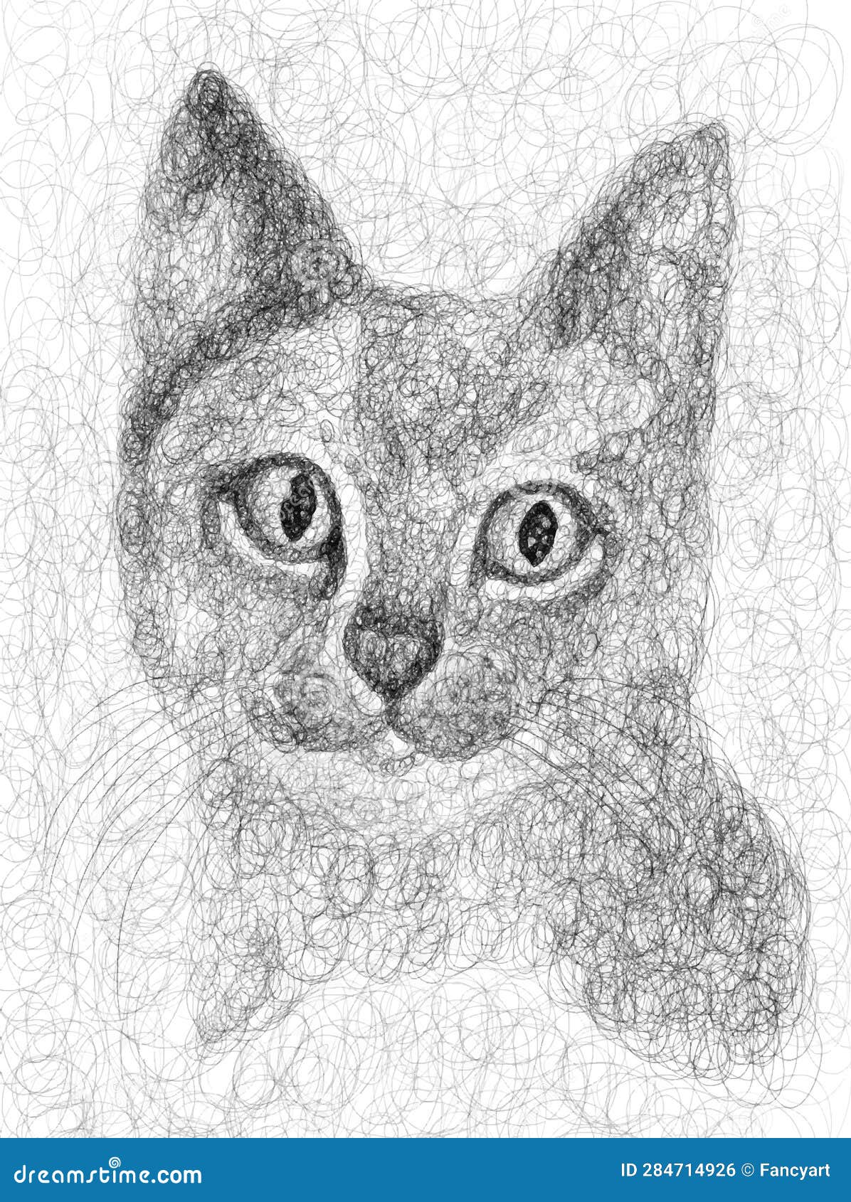 Scribble Art Cat Torso Hand Drawn Illustration Stock Illustration ...