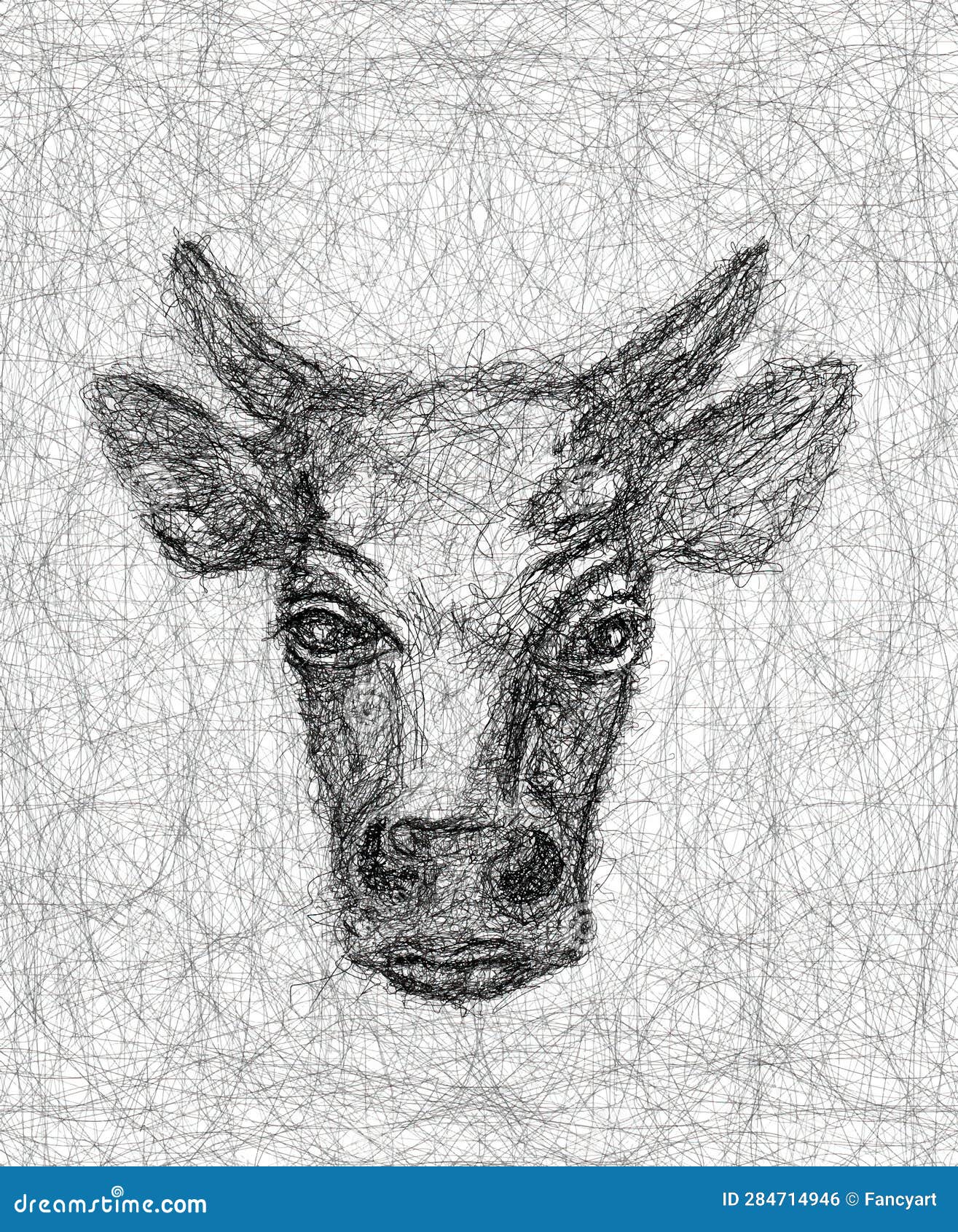 Scribble Art Cow Head Hand Drawn Illustration Stock Vector ...