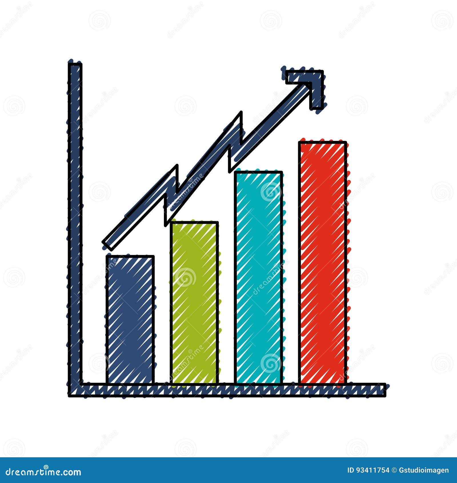 Scribble bar chart icon stock vector. Illustration of infographic ...