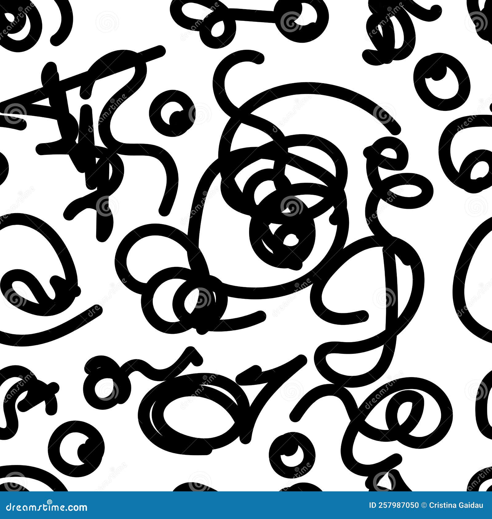 Scribble Seamless Pattern Vector Illustration Isolated on White ...