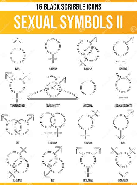 Scribble Black Icon Set Sexual Symbols Ii Stock Vector Illustration