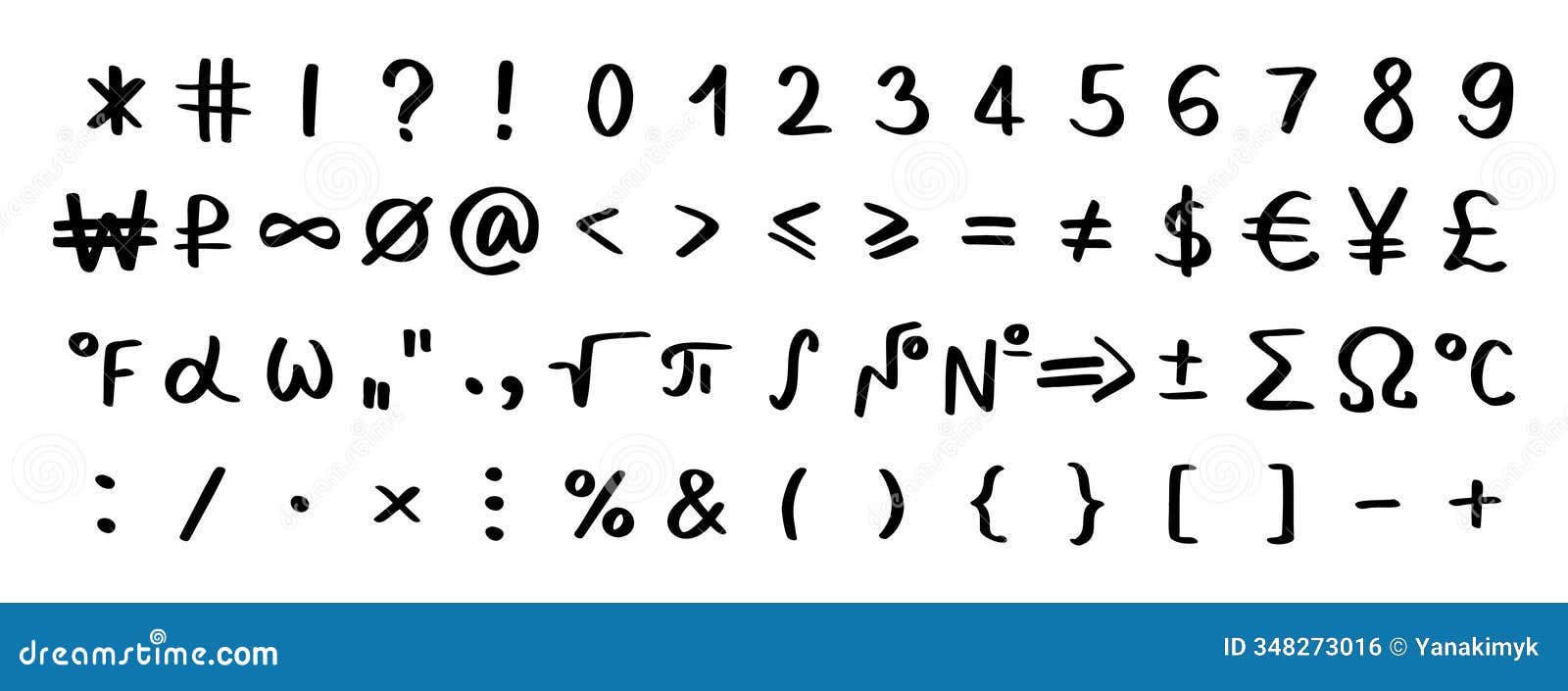 Scribble Black Special Math Symbols, Numbers and Signs. Symbols are ...