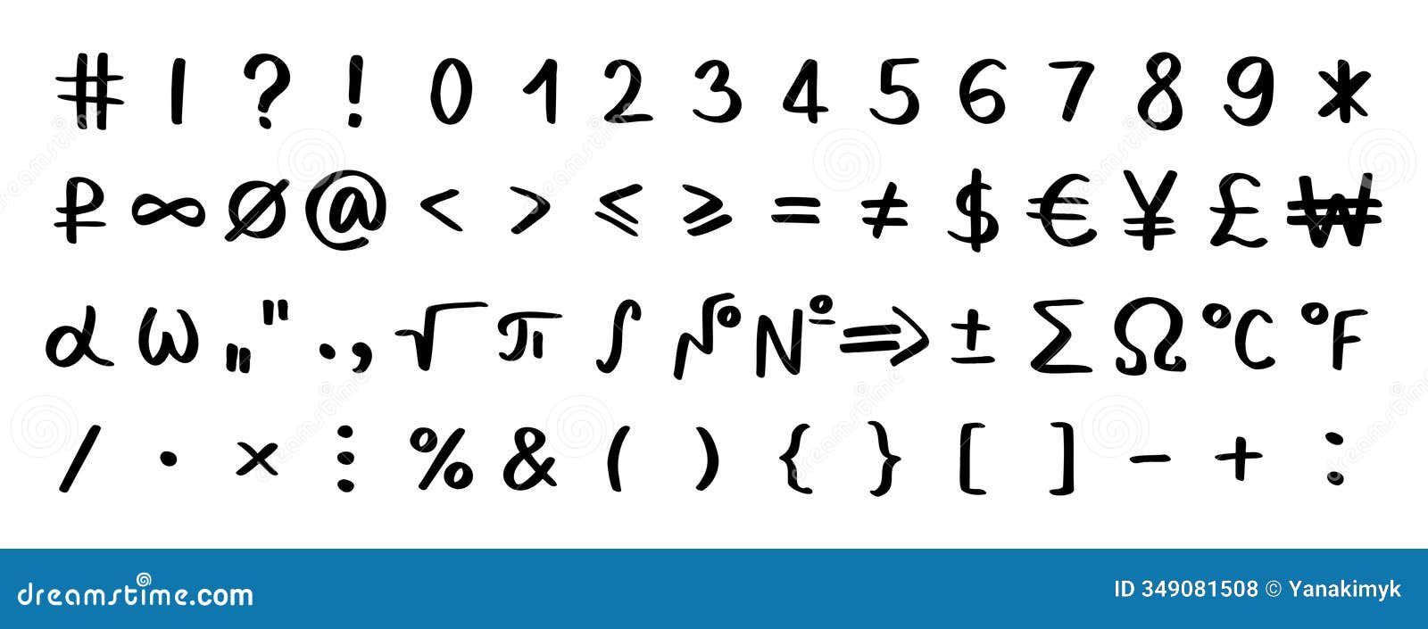 Scribble Black Special Math Symbols, Numbers And Signs. Symbols Are ...
