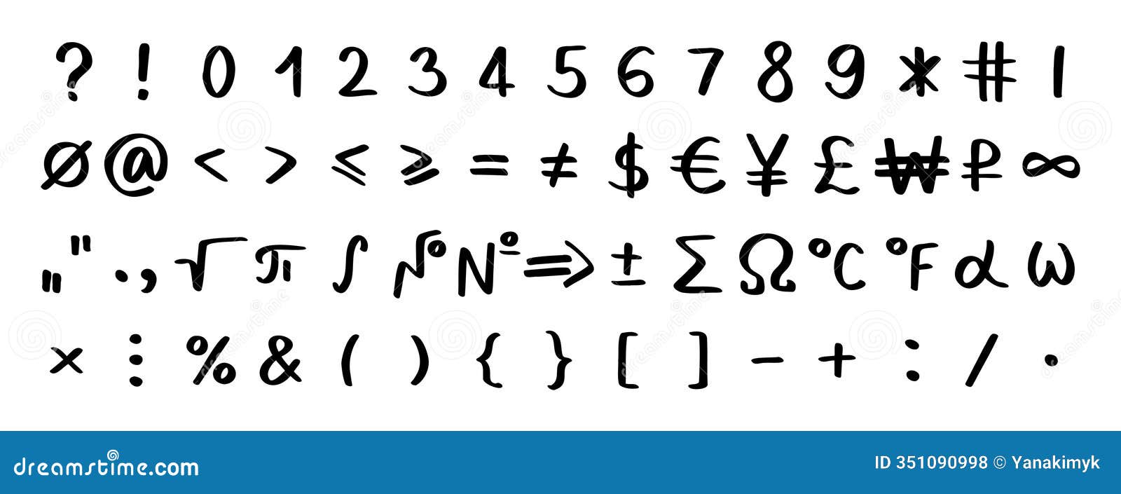 Scribble Black Special Math Symbols, Numbers and Signs. Symbols are Handwritten Characters from ...