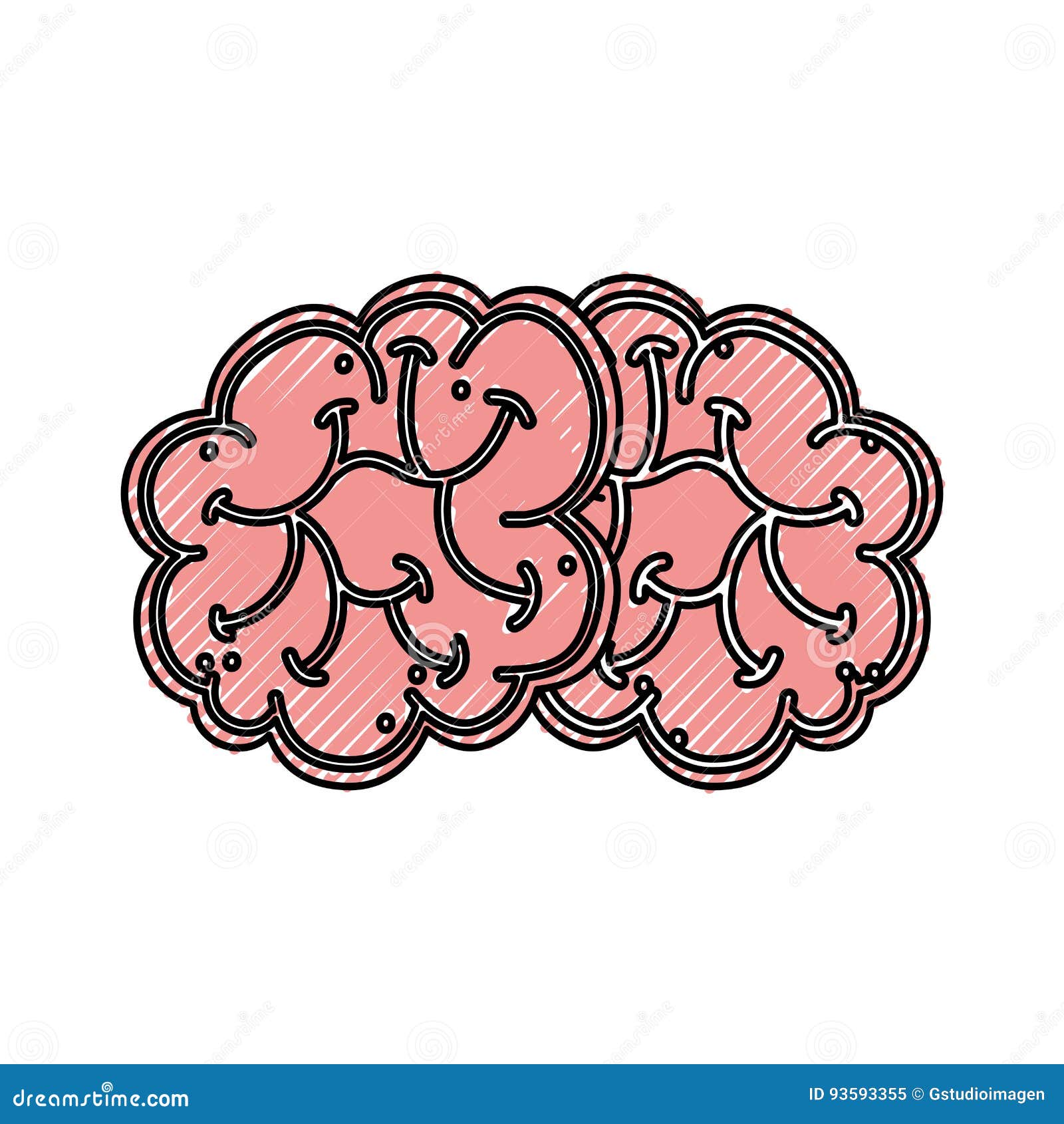 Scribble brain cartoon stock vector. Illustration of medical - 93593355