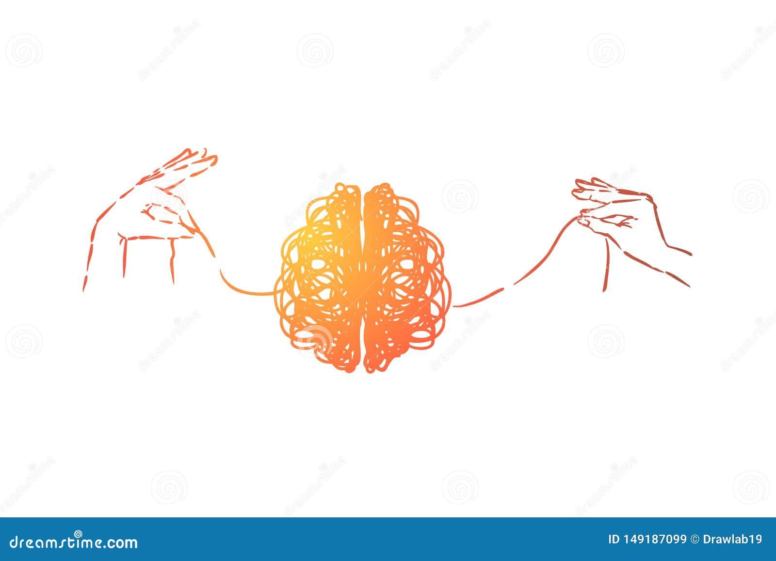 Scribble Brain, Hands Untangling Mind Thread, Problem Solving Metaphor ...
