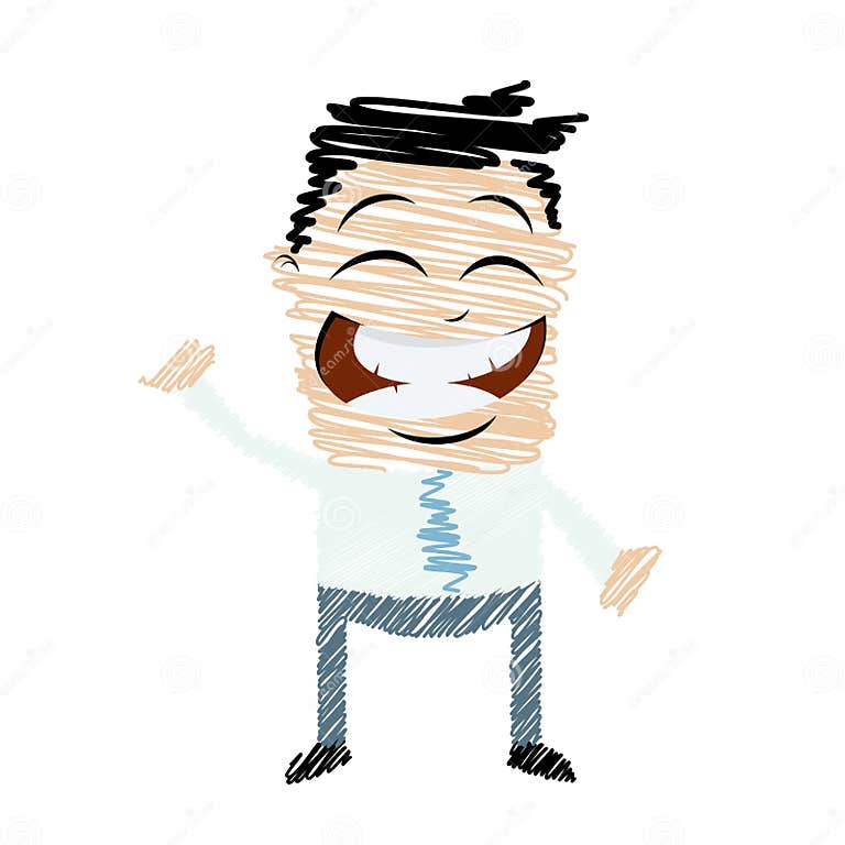 Scribble cartoon man stock vector. Illustration of happy - 38977298