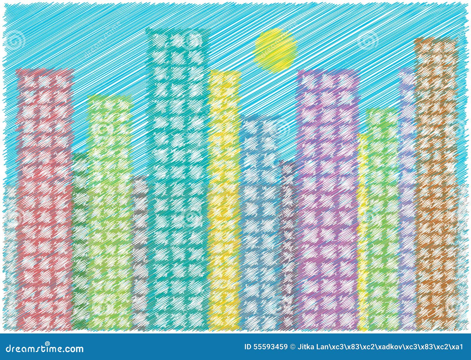 Scribble Cartoon Skyscrapers Stock Vector - Illustration of office ...