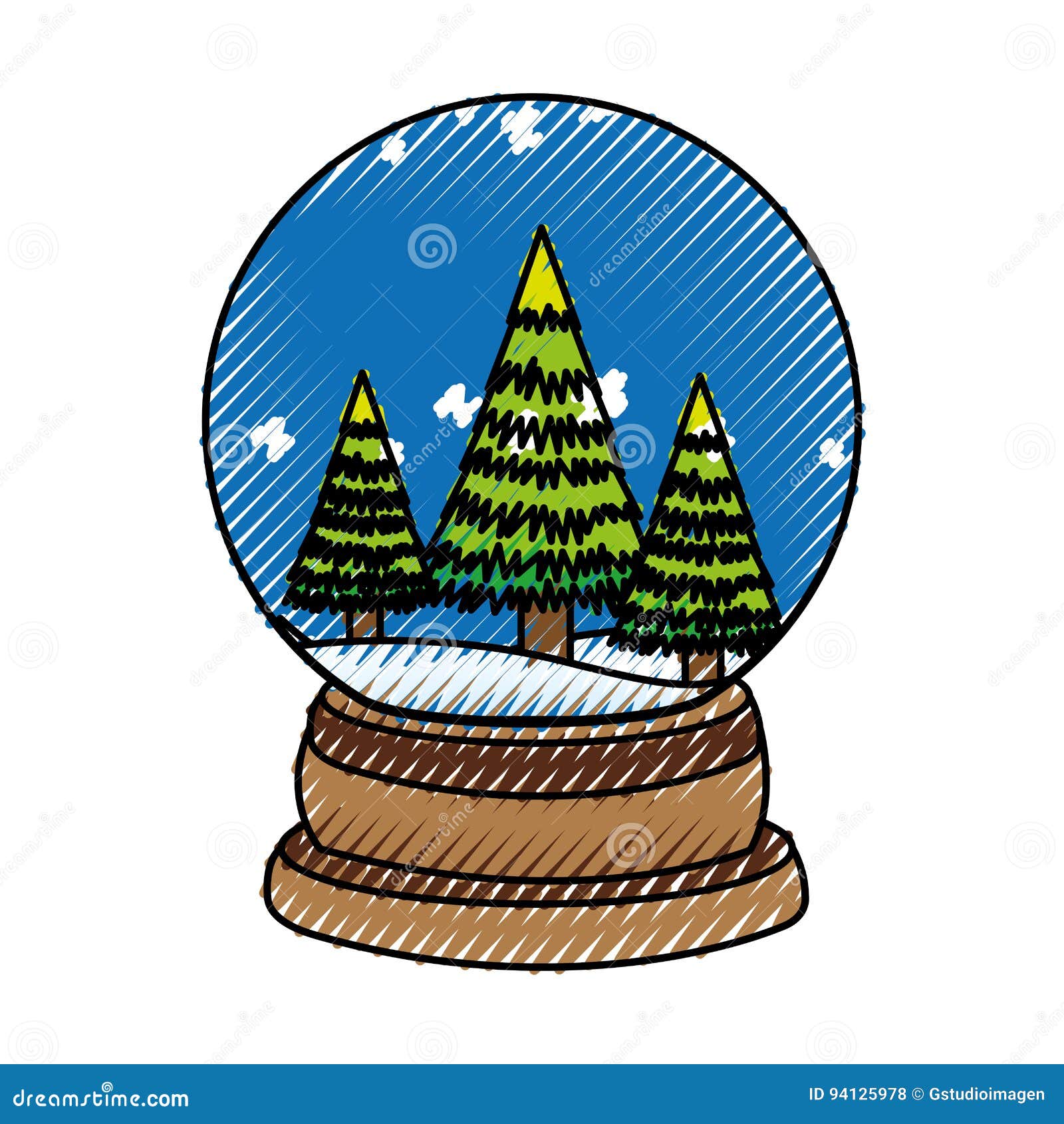 Scribble Christmas Glass Snow Ball Stock Vector - Illustration of magic ...