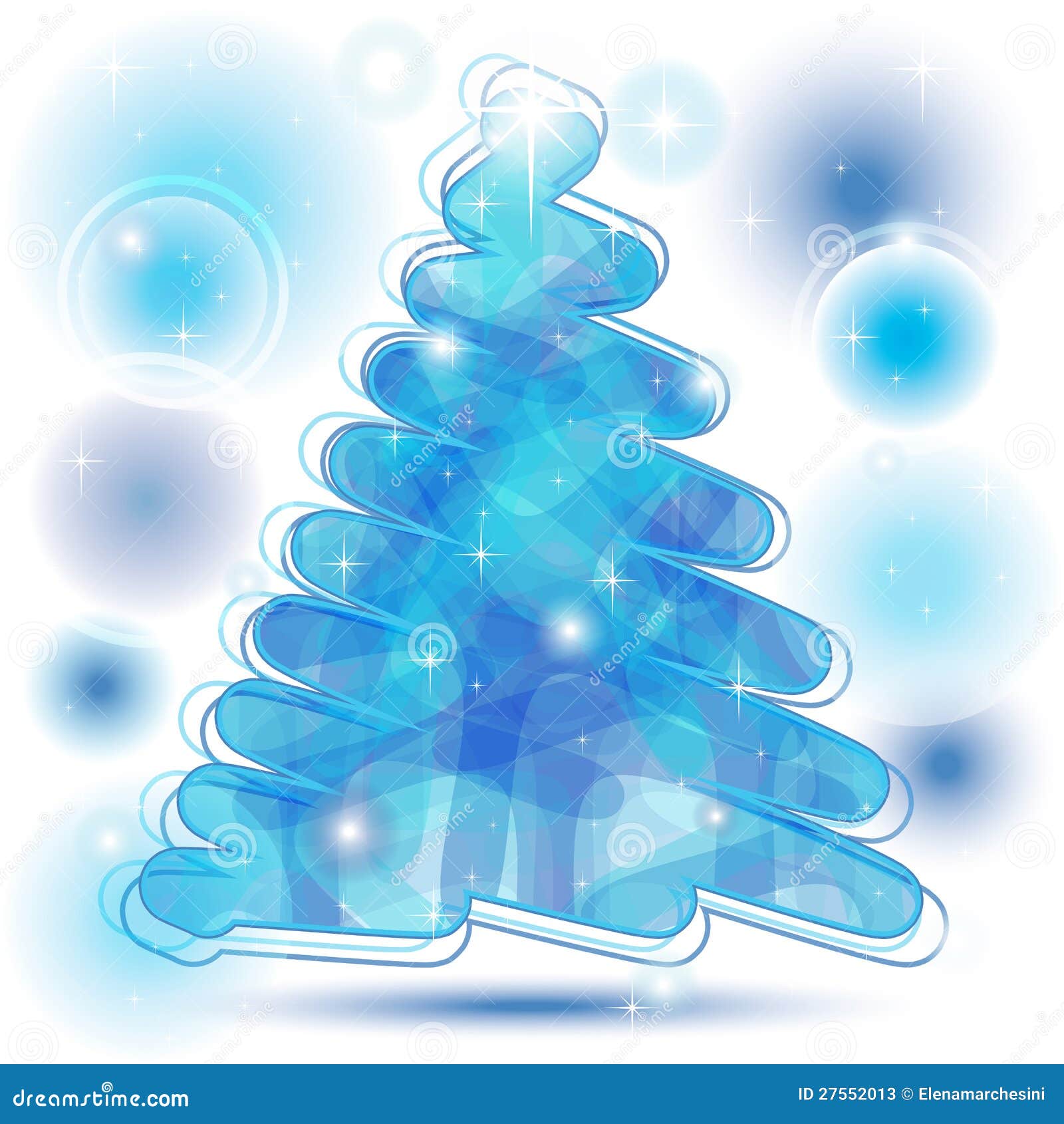 Scribble Christmas Tree in Blue Stock Illustration - Illustration of ...