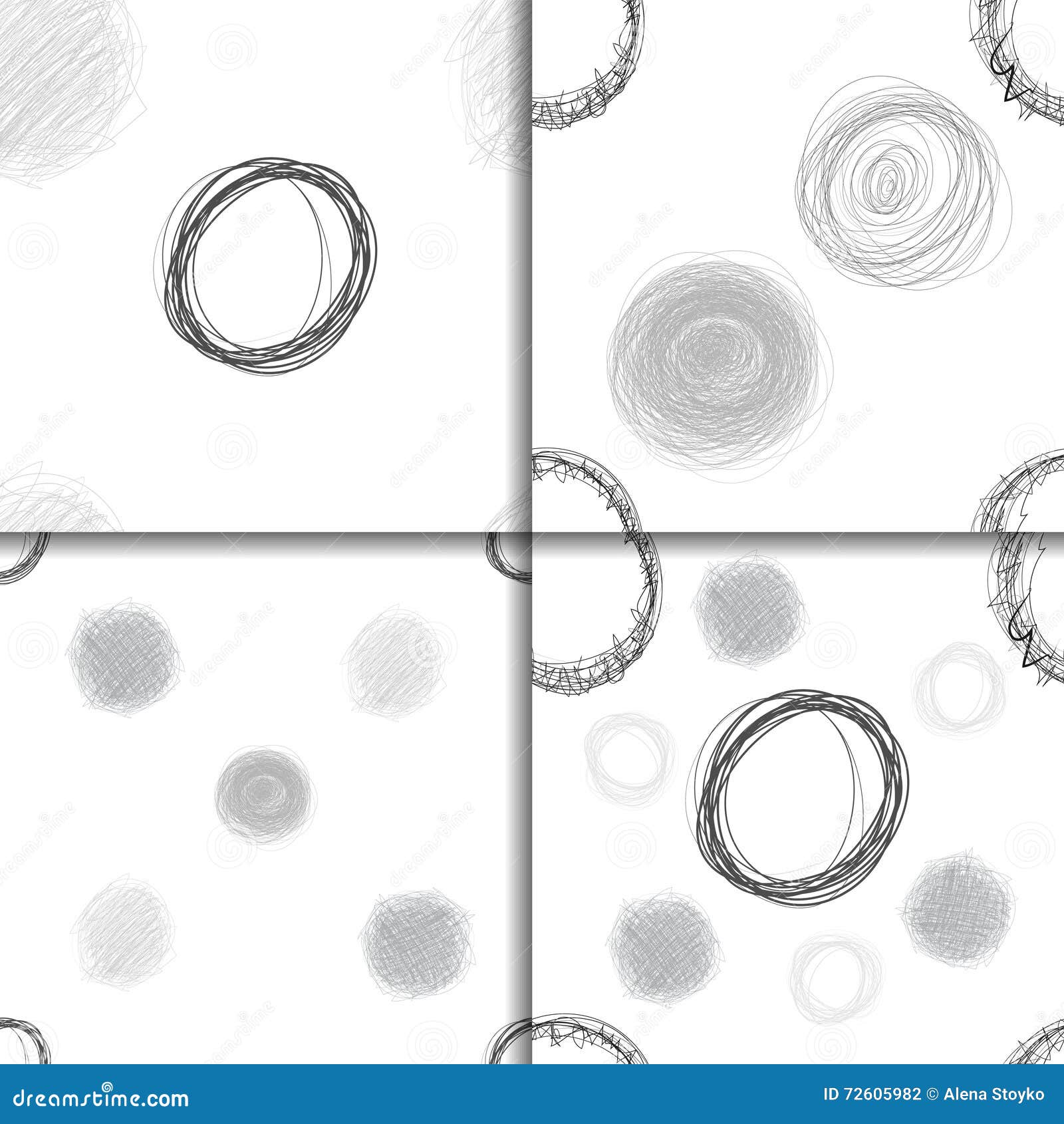 Scribble Circles Seamless Pattern Set Stock Vector - Illustration of ...