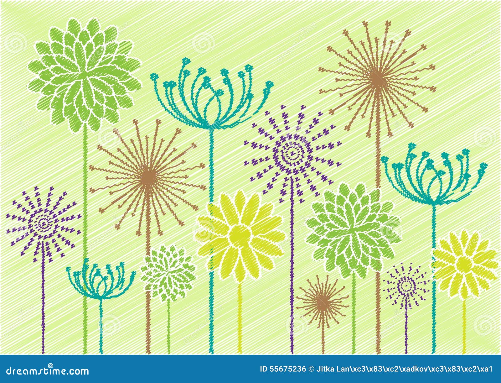 Scribble colorful flowers stock vector. Illustration of chalkboard ...