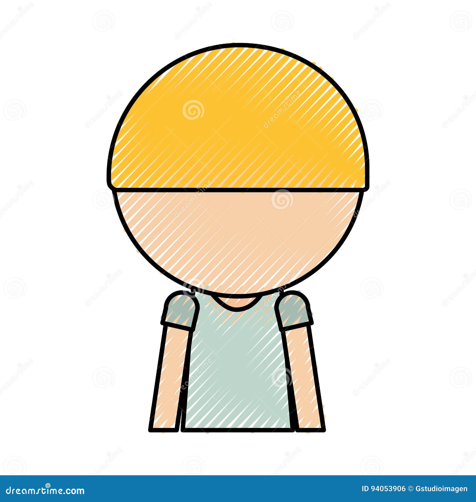 Scribble cute little boy stock vector. Illustration of faceless - 94053906