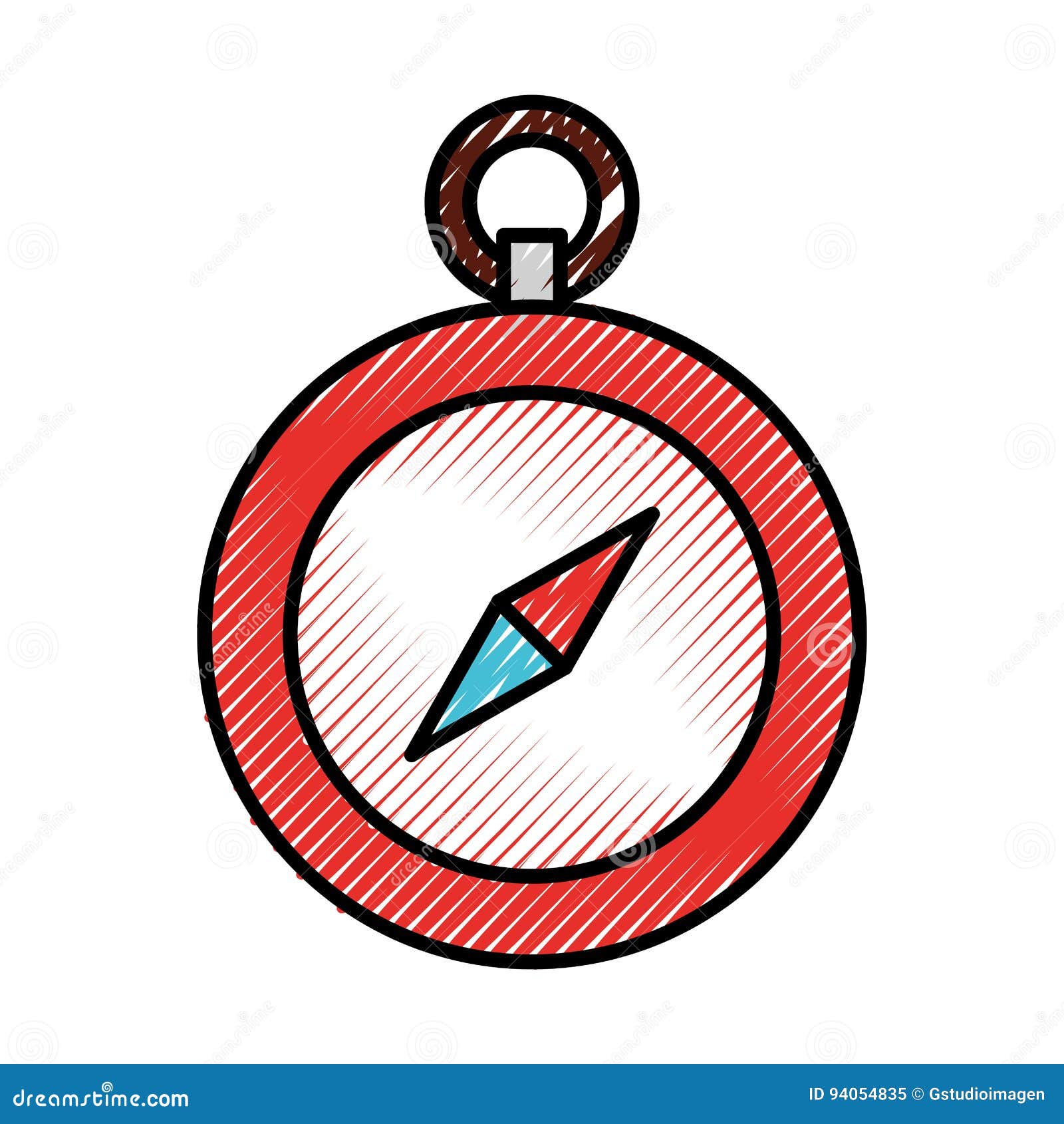 Scribble cute red compass stock vector. Illustration of history - 94054835