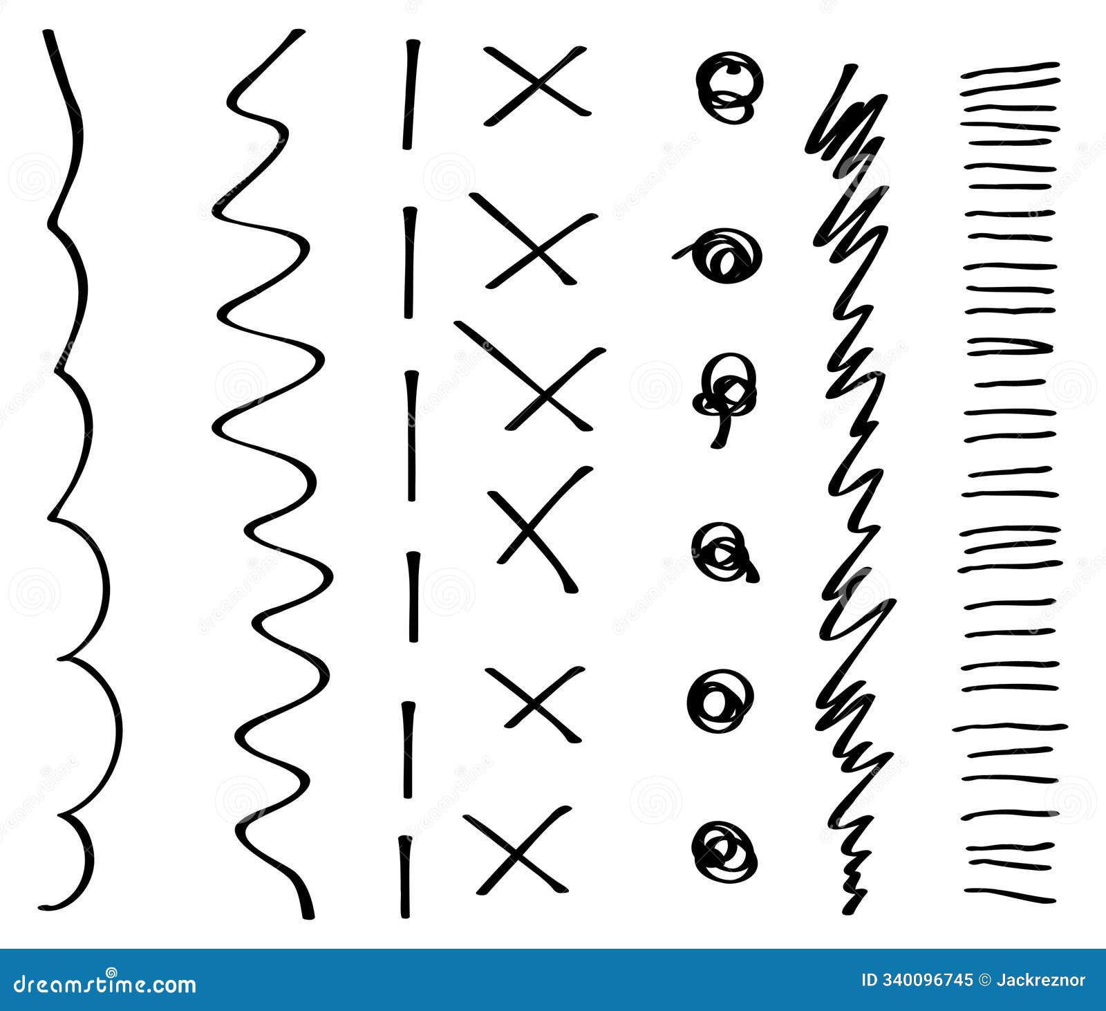 Scribble Doodle Underline Emphasis Line Shape Set Stock Illustration ...