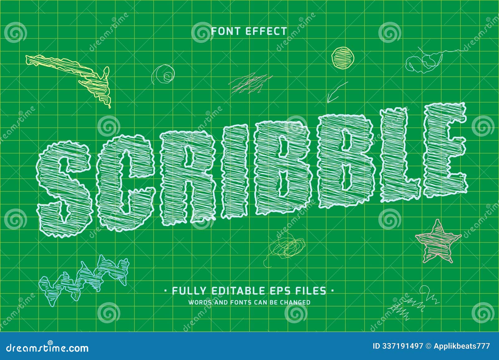 Scribble Editable Font Text Effect Stock Vector - Illustration of font ...