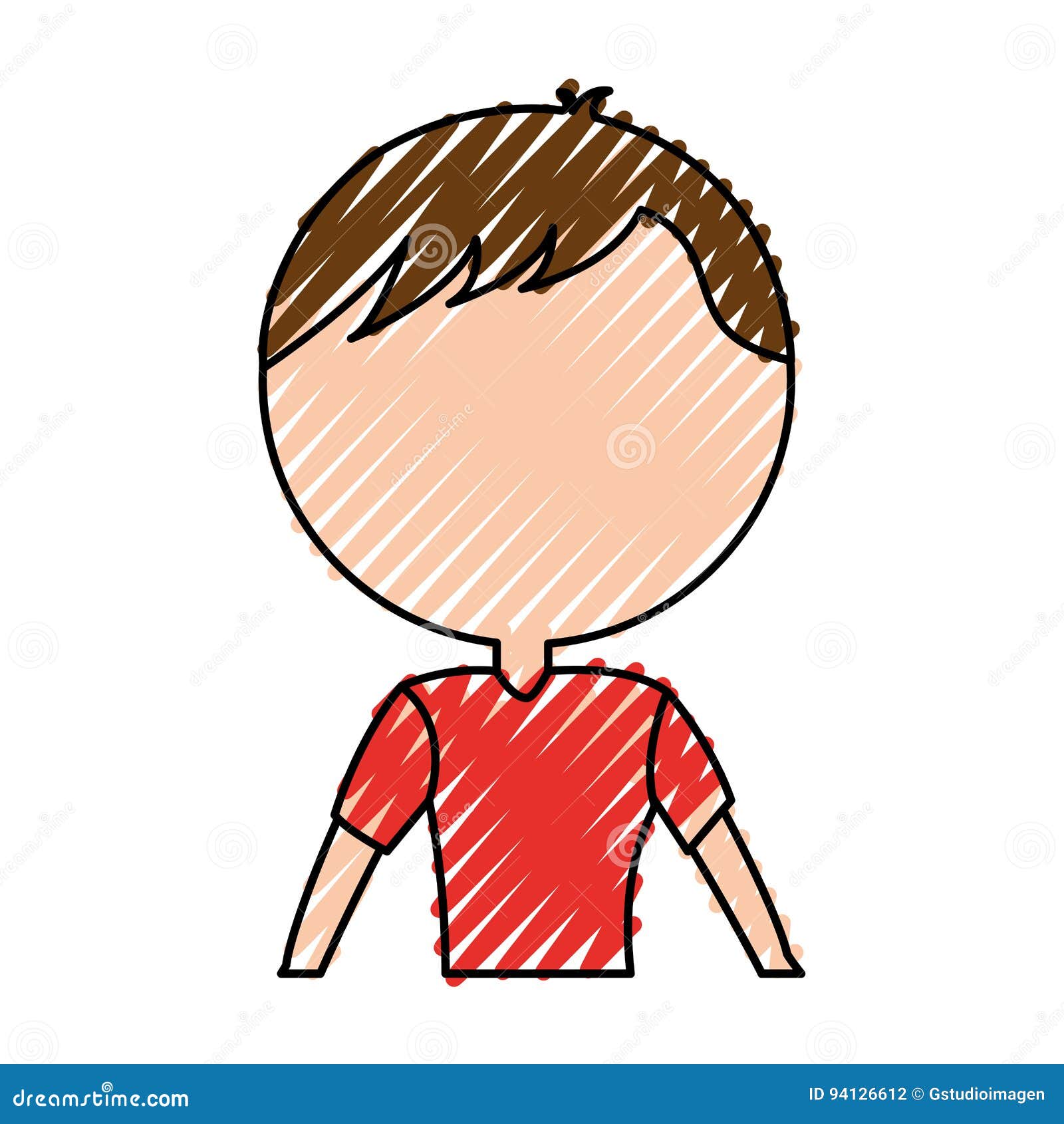 Scribble Faceless Upper Body Man Cartoon Stock Vector - Illustration of ...
