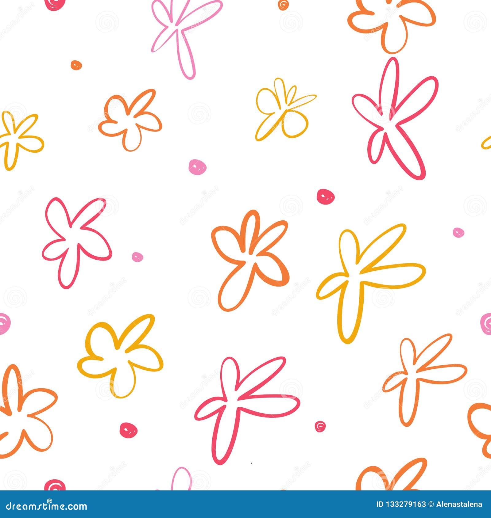 Scribble Flower Baby Seamless Pattern. Bold Abstract Shape Paint Stock ...
