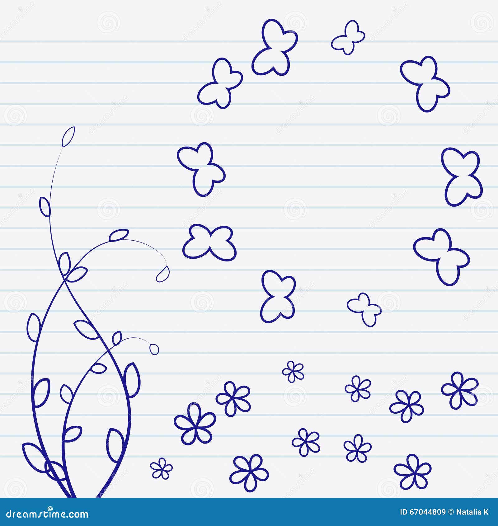 Scribble Flowers Drawing in a Notebook- Illustration Stock Illustration ...